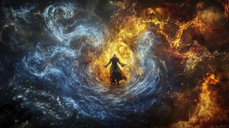 Elemental Mage Conjures Forces of Nature Cosmic Realm Digital Art ...