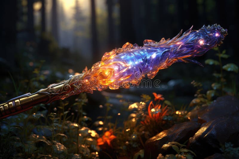 Elemental Magic: Conquer with a Magic Wand Stock Photo - Image of ...