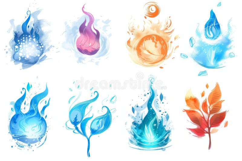 Elemental Magic:power of Fire, Water, Air with Elemental-themed Light ...