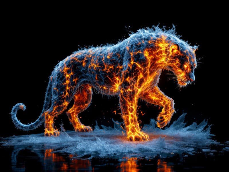 Panther S Fire and Ice Transformation Stock Illustration - Illustration ...