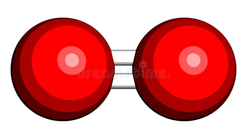 Elemental Oxygen O2, Molecular Model. Atoms are Represented As Spheres ...
