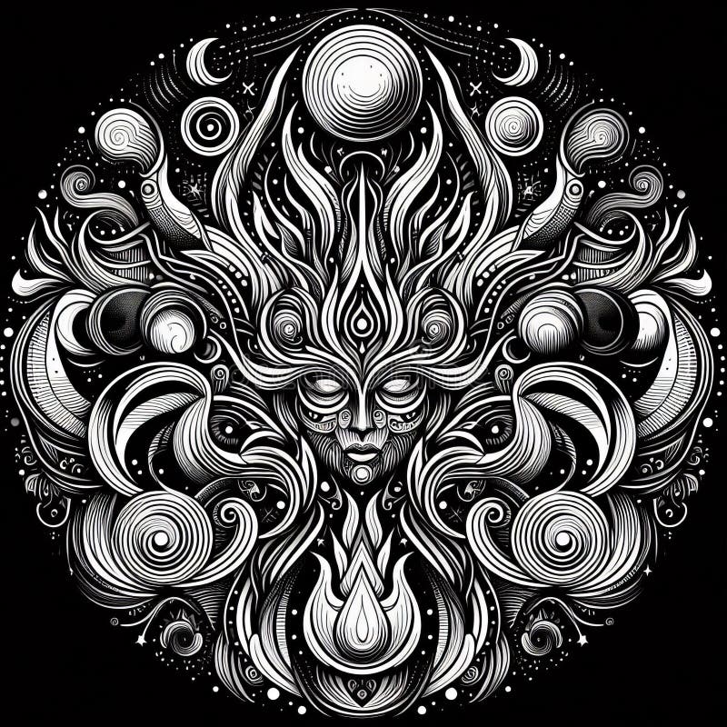 Elemental Spirit Bold Outlines Representing an Elemental Force Stock ...