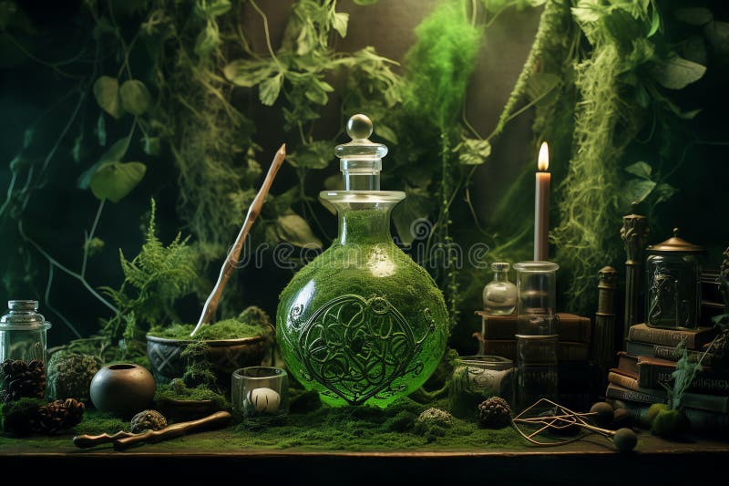 Elemental Symbols Green Magical Fairytale World Background Backdrop ...