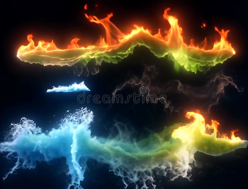 Elemental Wave Forms Fire Water Air Earth Visual Effect Background ...
