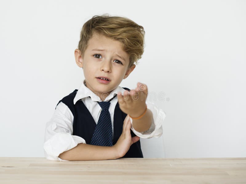 Elementary Age Boy Smart Thinking Stock Photo - Image of vision ...
