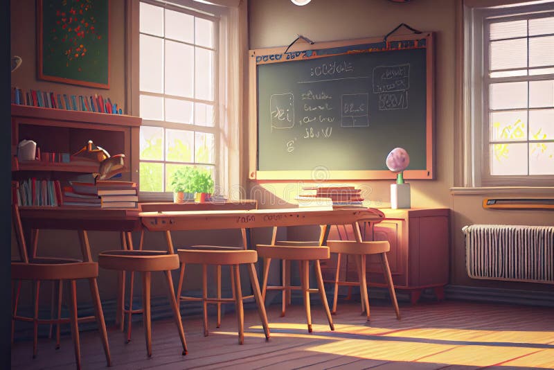 Elementary Classroom, Back To School Concept Stock Illustration ...