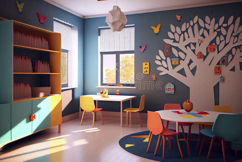 Elementary Classroom, Back To School Concept Stock Illustration ...
