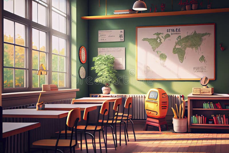 Elementary Classroom, Back To School Concept Stock Illustration ...