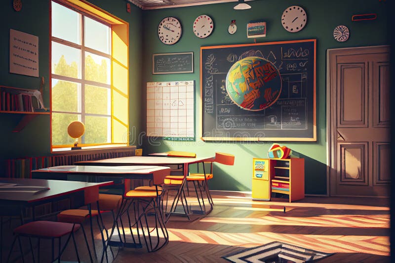 Elementary Classroom, Back To School Concept Stock Illustration ...