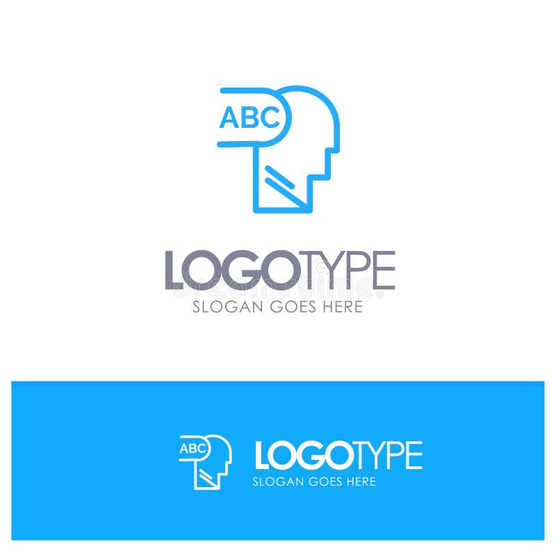 Elementary, Knowledge, Head Blue Outline Logo Place for Tagline Stock ...