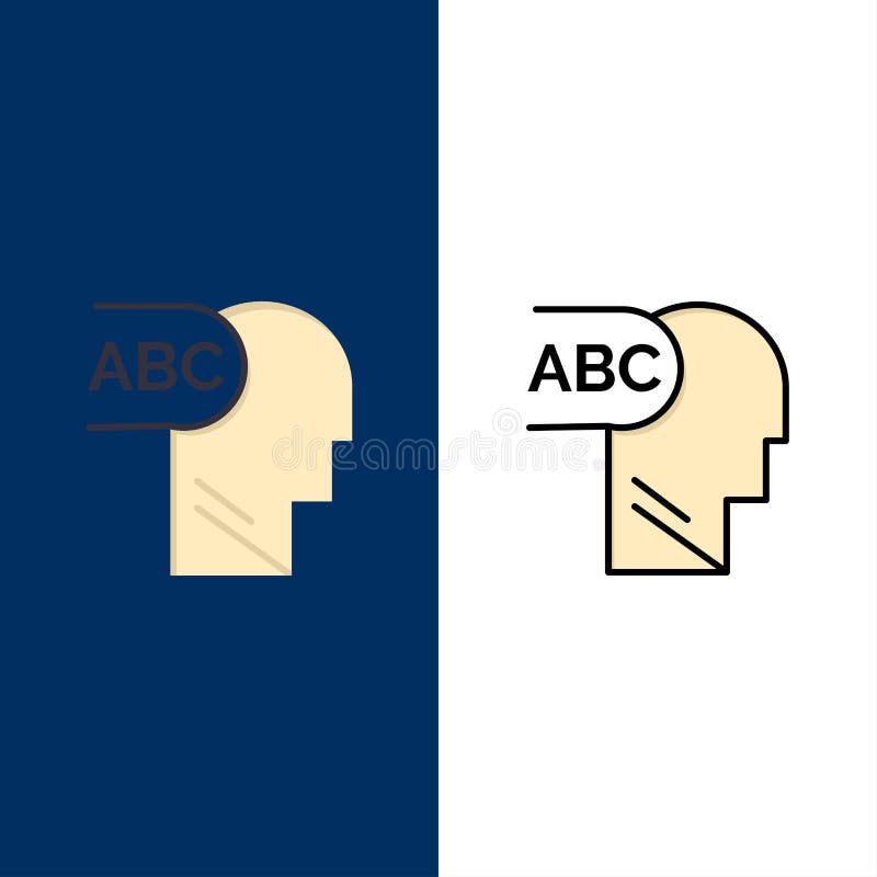 Elementary, Knowledge, Head Icons. Flat and Line Filled Icon Set Vector ...