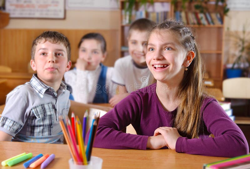 Elementary Pupils in Classroom during Lesson Stock Image - Image of ...