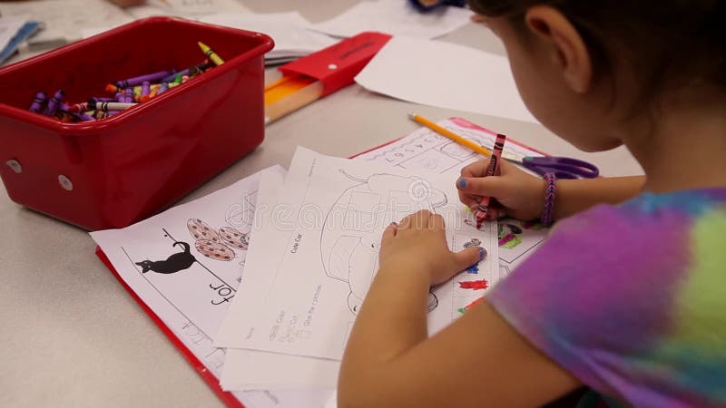 Elementary School-aged Children Working at Tables (4 of 4) Stock ...