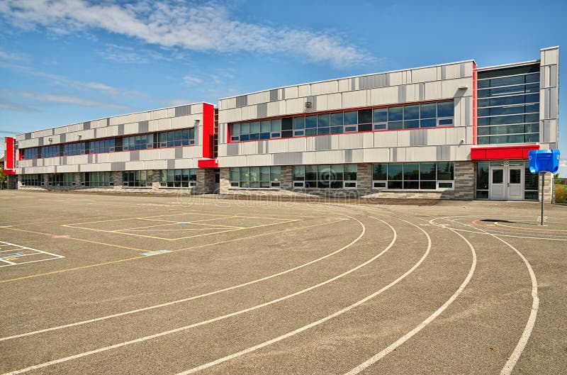 Elementary School Building Backside, a Sunny Spring Day Stock Photo ...