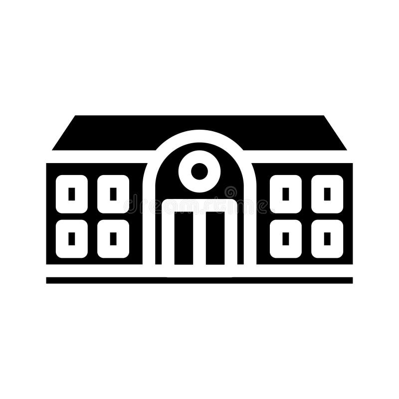 Elementary School Building Glyph Icon Vector Illustration Stock ...