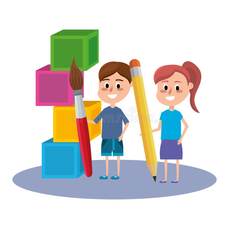 Elementary school cartoon stock vector. Illustration of class - 143773403