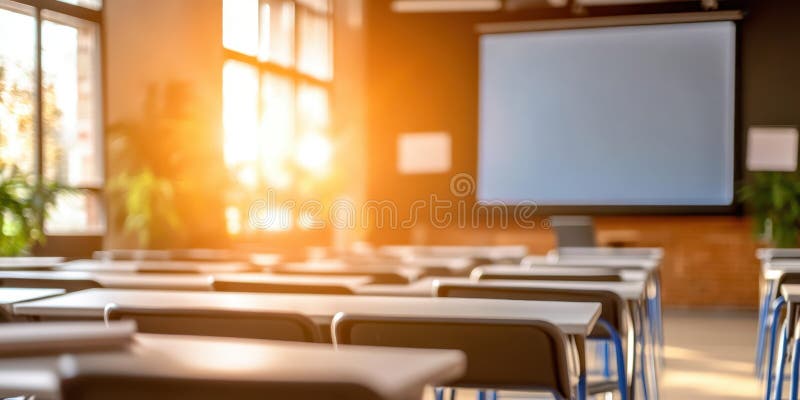 Elementary School Classroom with Sunlight and Colorful Decorations ...