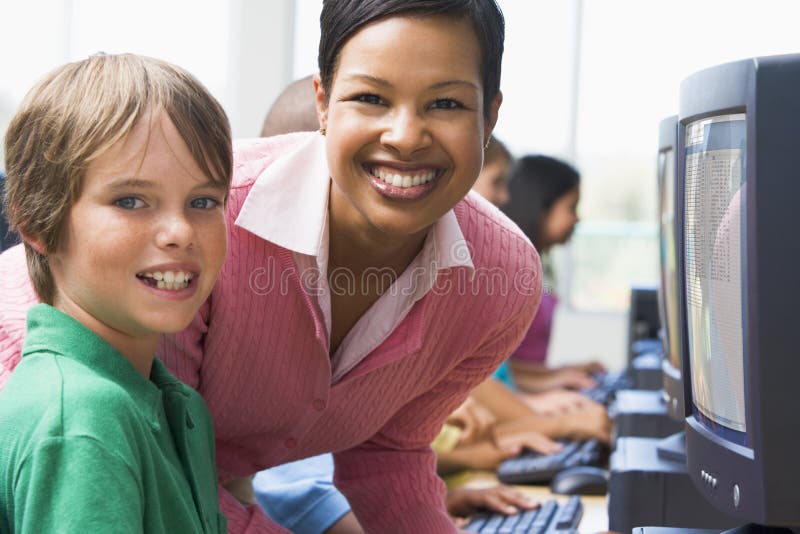 Elementary School Computer Class Stock Image - Image of child ...