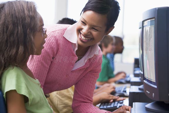 Elementary School Computer Class Stock Photo - Image of child, african ...