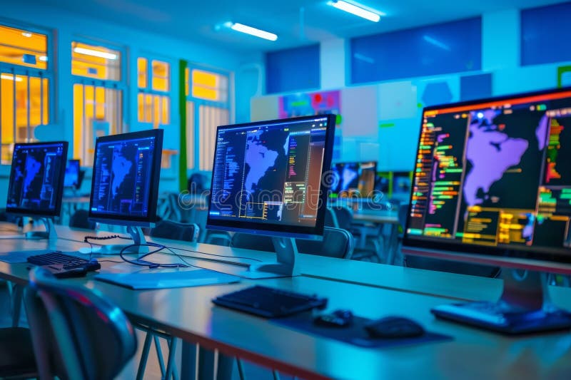 Elementary School Computer Classroom, Coding for Schoolchildren, Modern ...