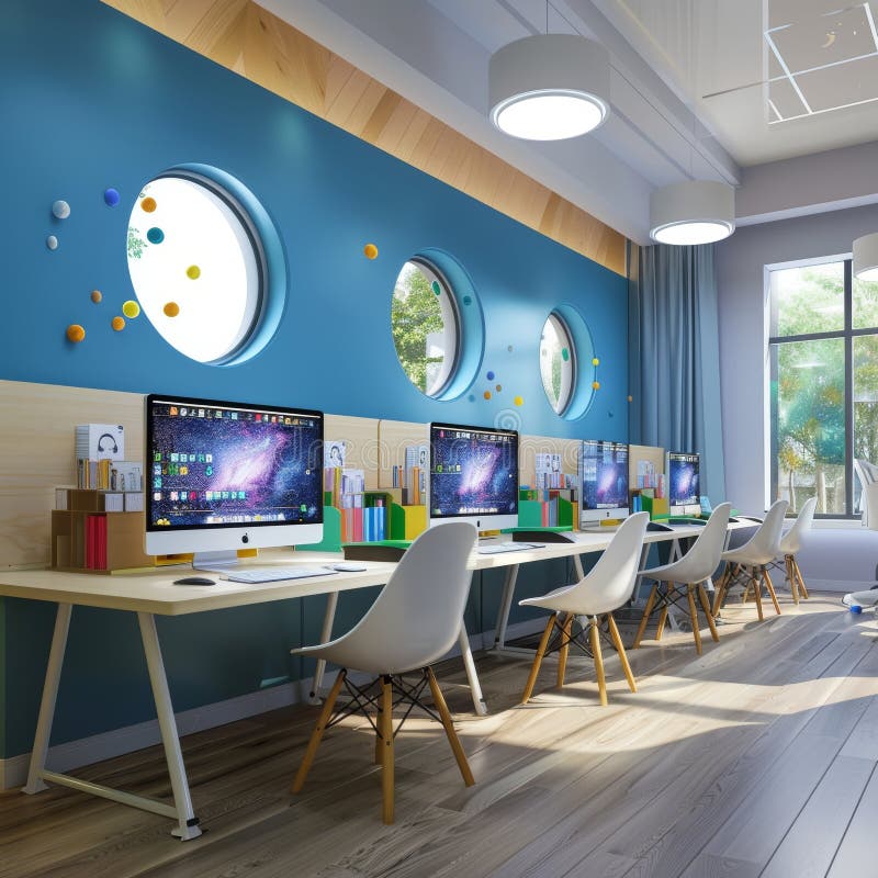 Elementary School Computer Classroom, Coding for Schoolchildren, Modern ...