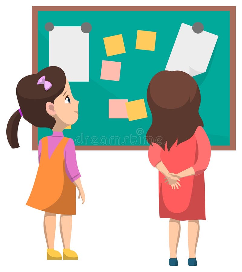 Elementary School Education Kids Looking on Board Stock Vector ...