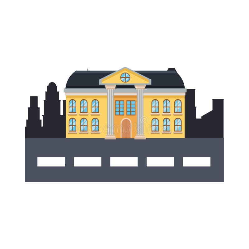 Elementary School Facade Scene Icon Stock Vector - Illustration of ...