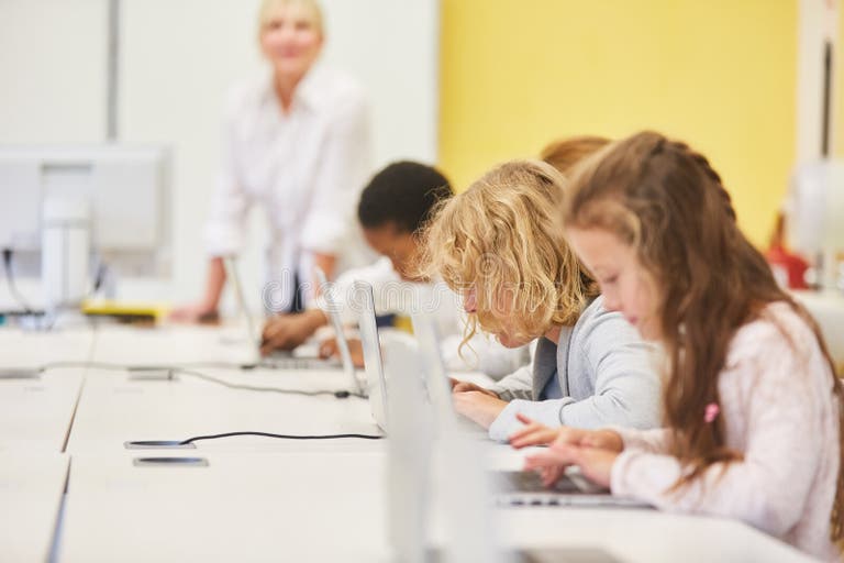 Elementary School with Fast Internet Stock Photo - Image of classroom ...