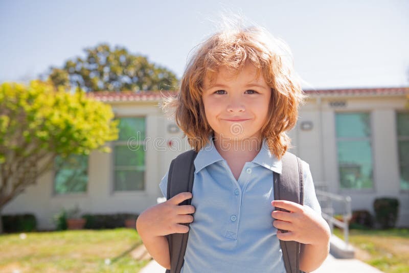 Elementary School Kid at School. Pupil Funny Face. Stock Image - Image ...