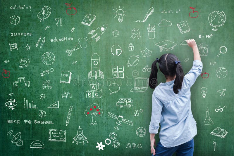 Elementary School Kid Student Drawing Doodle with Child`s Imagination ...