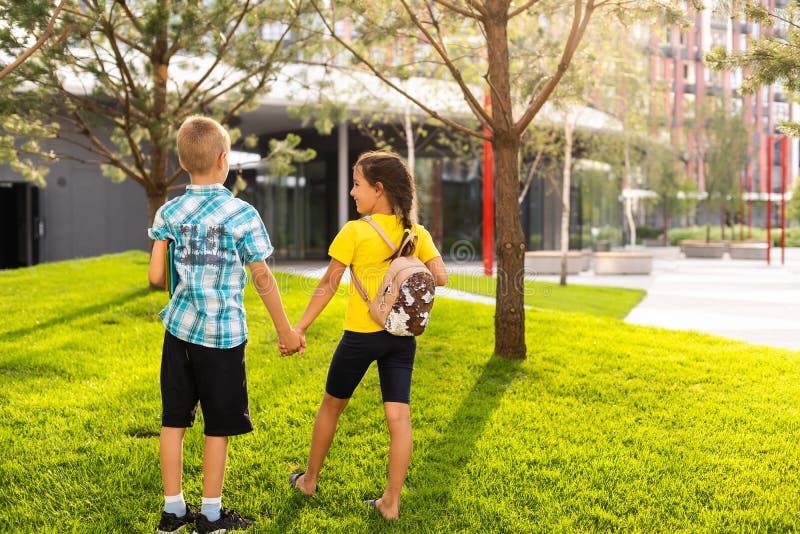 Elementary School Kids Having Fun Outdoors Stock Image - Image of ...