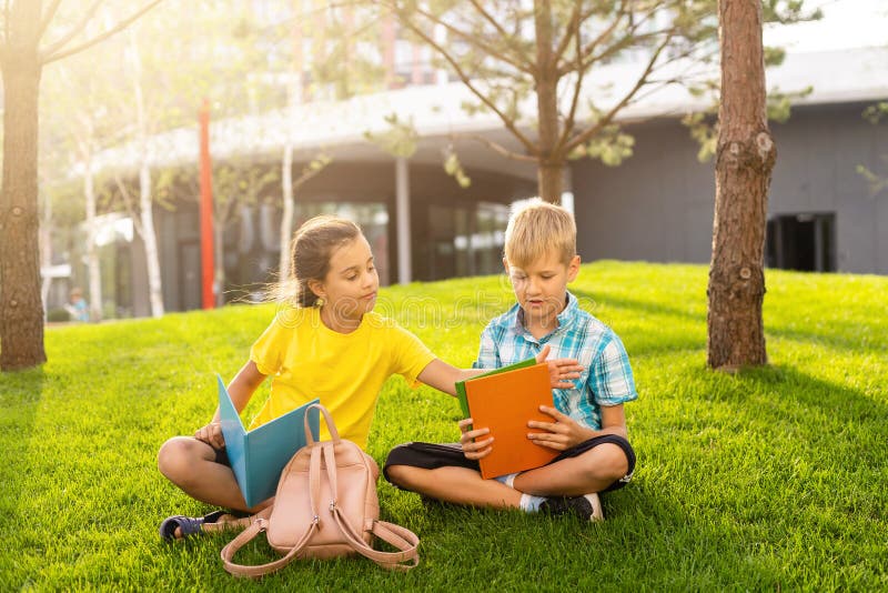 Elementary School Kids Having Fun Outdoors Stock Photo - Image of ...