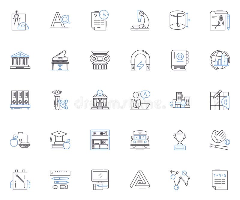 Elementary School Line Icons Collection. Learning, Curriculum ...