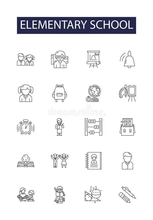 Elementary School Line Vector Icons and Signs. School, Kindergarten ...