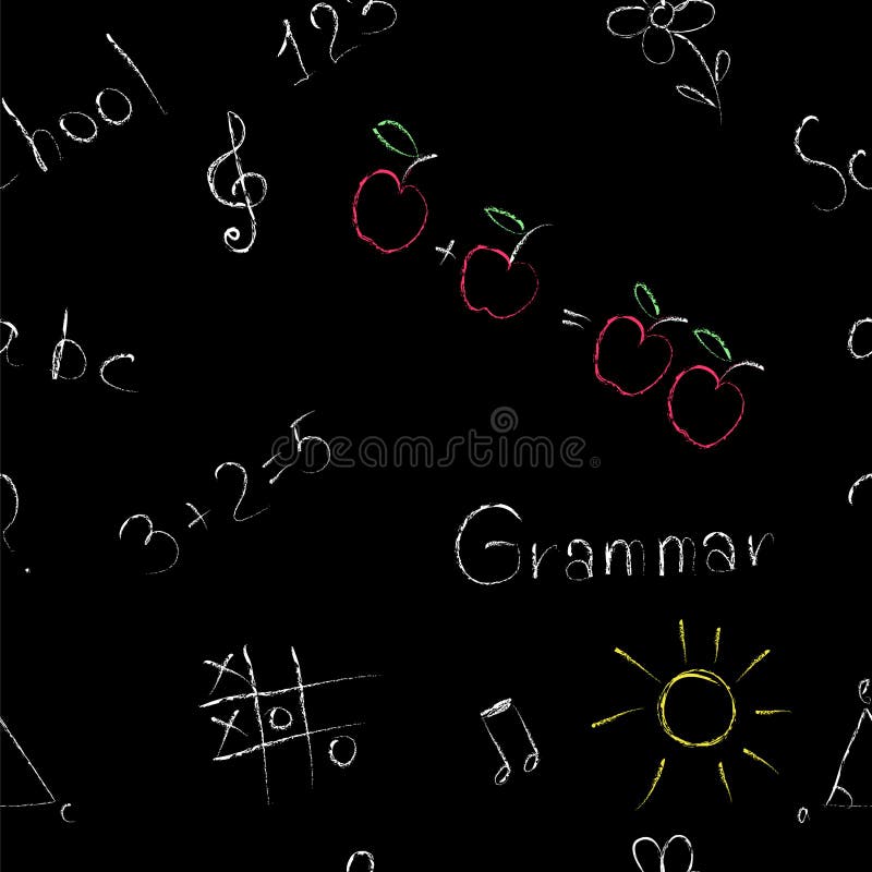 Elementary School Seamless Vector Pattern on a Blackboard. Stock Vector ...