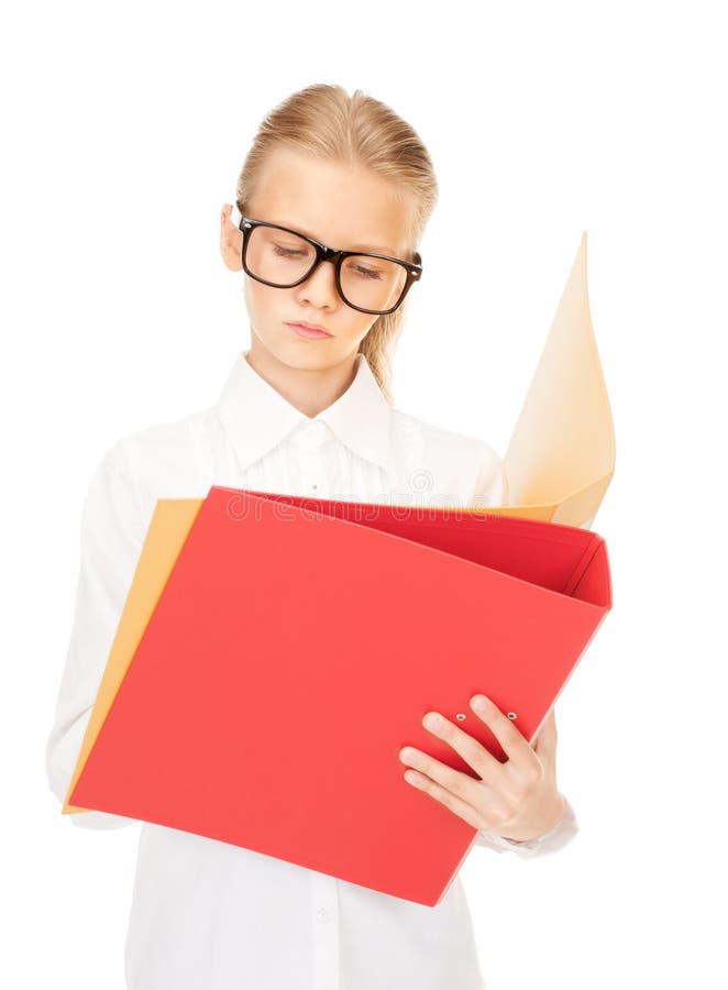 Elementary School Student with Folders Stock Photo - Image of calm ...