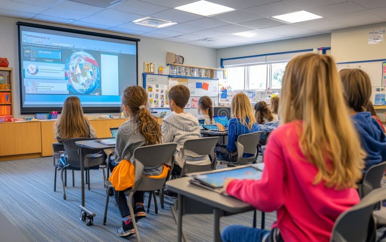 Elementary School Students Engaged in Digital Learning with Laptops and ...