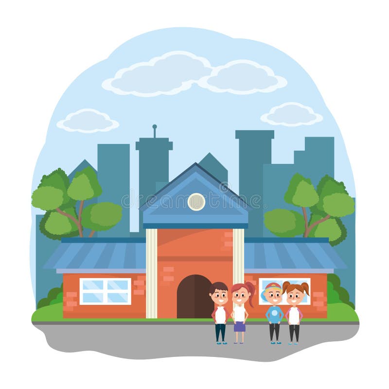 Elementary school cartoon stock vector. Illustration of primary - 143873971