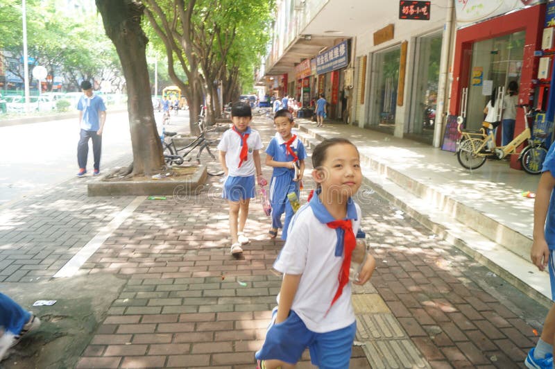 Elementary School Students on Their Way To School Editorial Stock Image ...