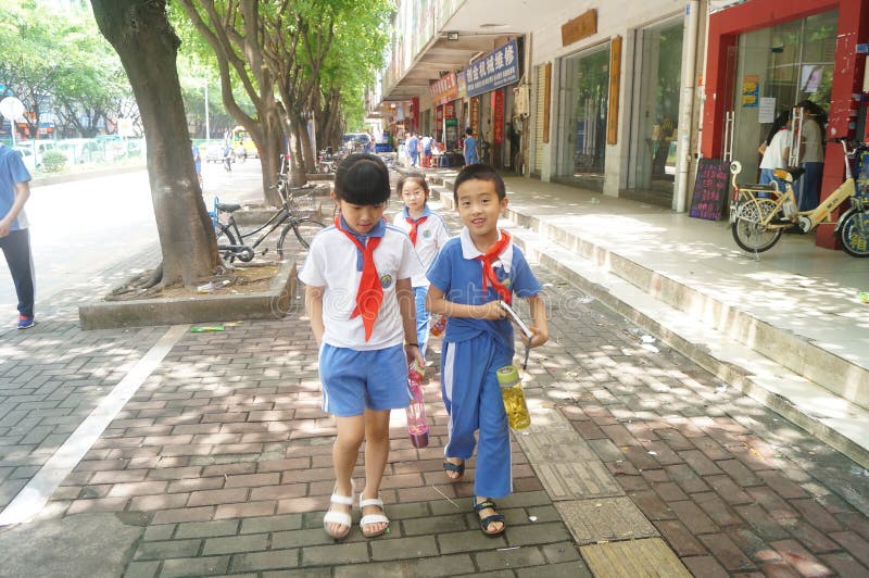 Elementary School Students on Their Way To School Editorial Image ...