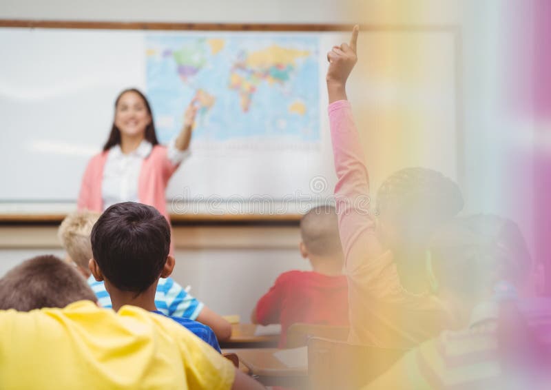 Elementary School Teacher with Class Stock Image - Image of classroom ...