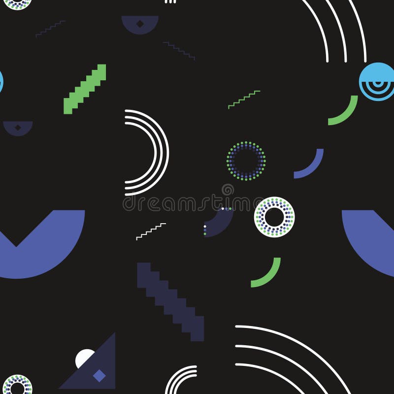 Elementary Shapes Chaotic Seamless Pattern Stock Vector - Illustration ...