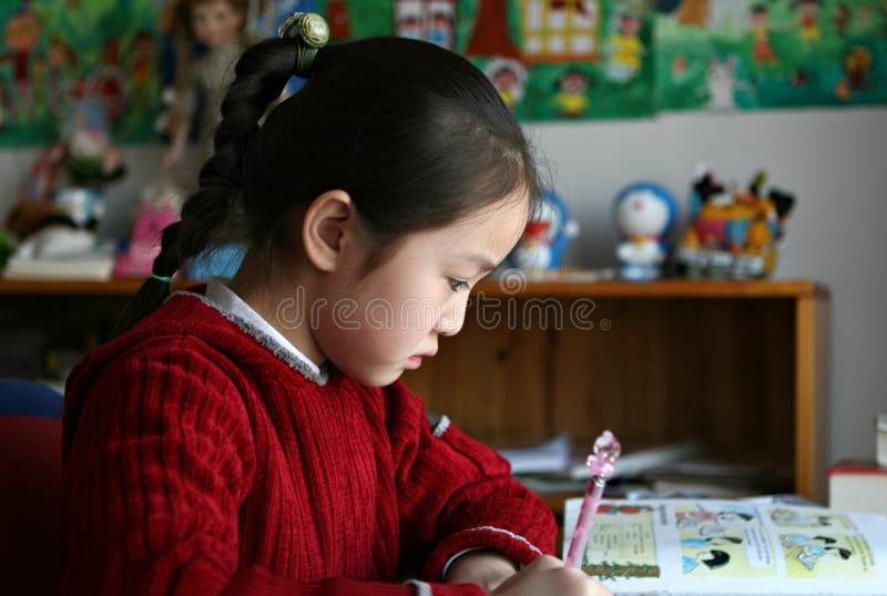 Elementary Student Doing English Homework Stock Photo - Image of ...