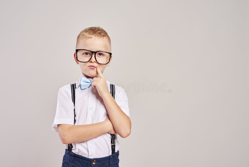 Portrait of Elementary Student Thinking Stock Image - Image of educate ...