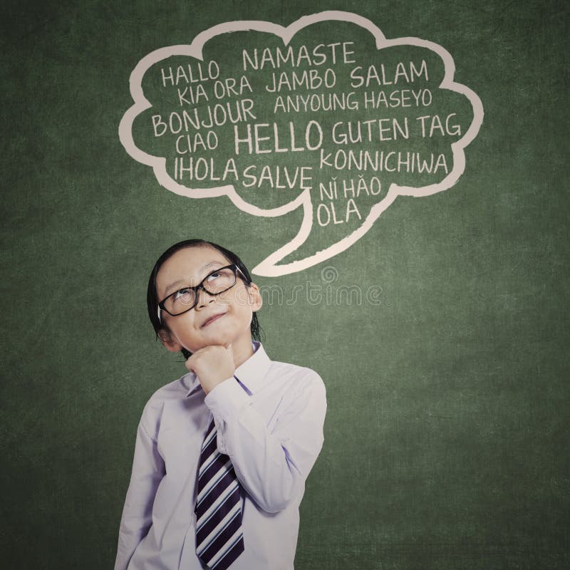 Schoolboy Learn Universal Language Stock Image - Image of chinese ...