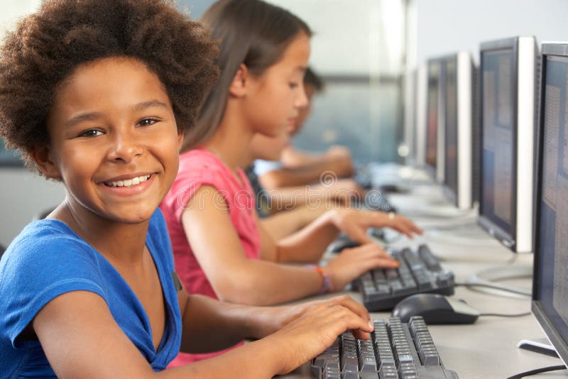 Elementary Students Working at Computers in Classroom Stock Photo ... Elementary Students Working at Computers in Classroom Stock Photo ...