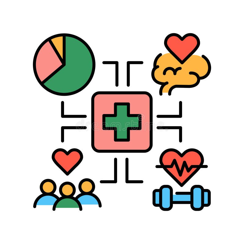 Integrated Health Services Black Line Icon. Ilustración del Vector ...