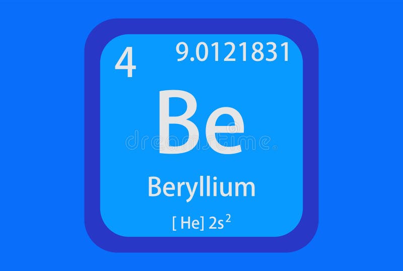 Elemento Beryllium Be En La Tabla Periódica. Stock de ilustración - Ilustración de raro, azul ...
