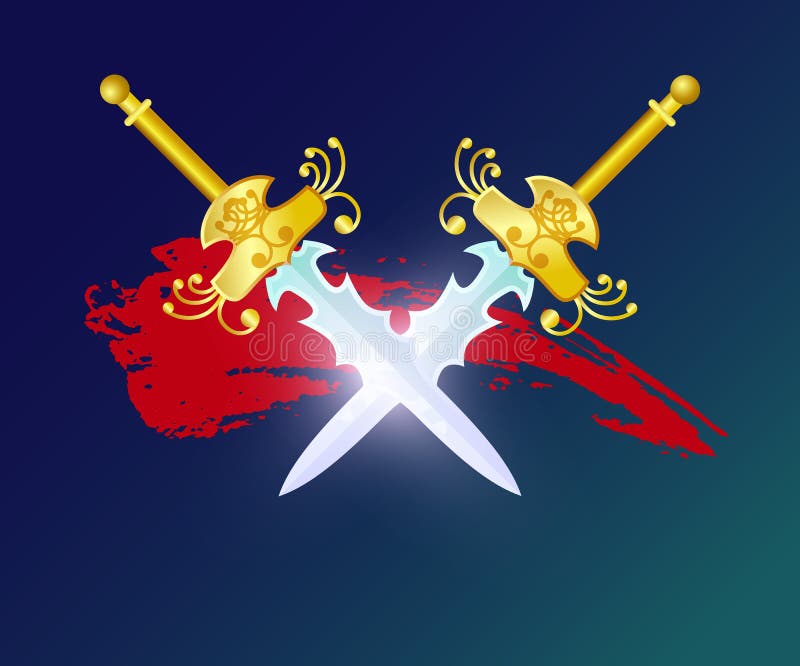 Grupo Do Vetor De Espadas Medievais Cruzadas Ilustração do Vetor ...