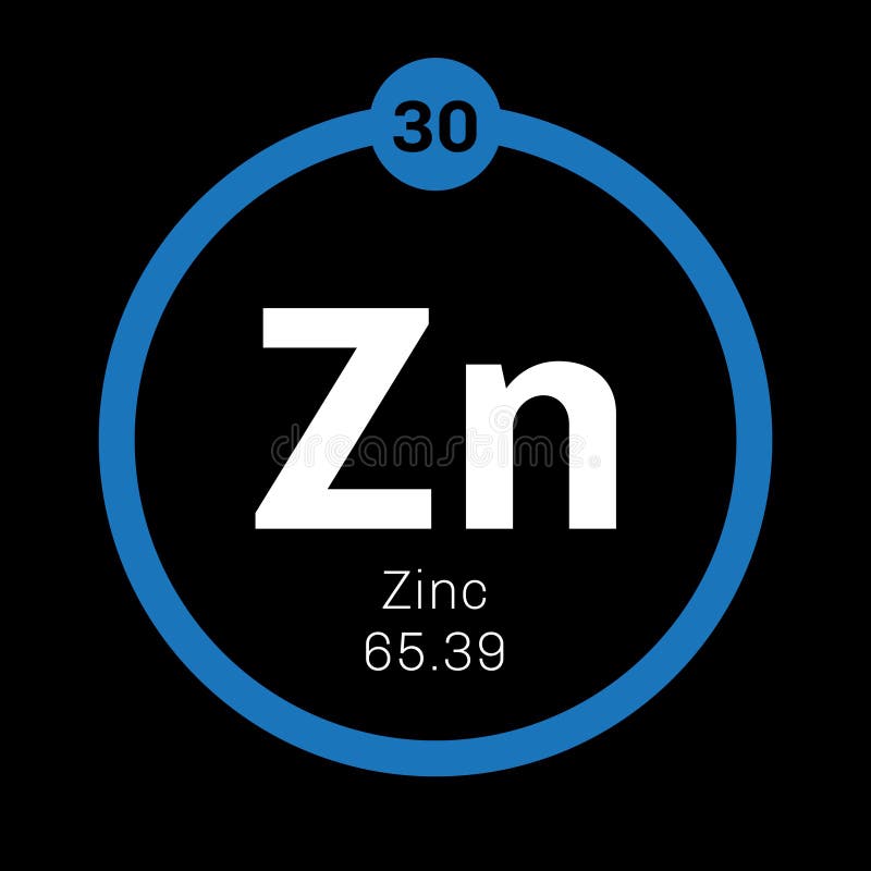 Símbolo Del Elemento Químico Del Cinc De La Tabla Periódica Stock de ...
